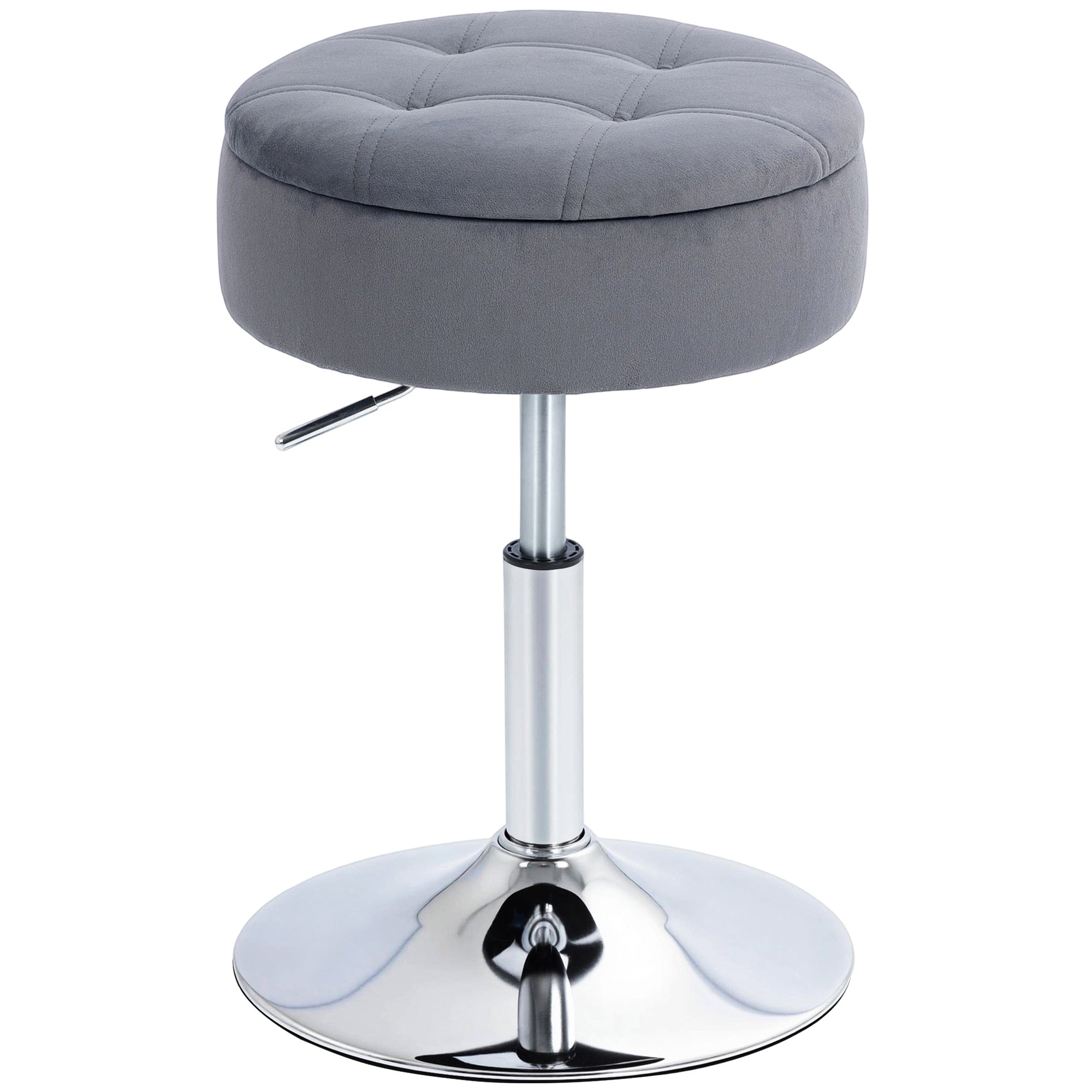 HOMCOM Velvet Bar Stool with Hidden Storage, Swivel & Height Adjustable ...