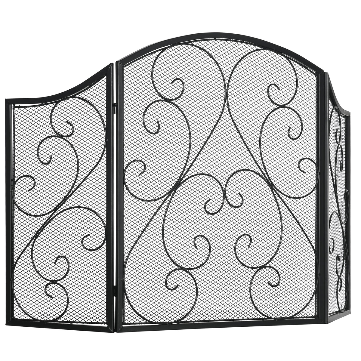 HOMCOM Fireplace Screen, Foldable Fire Guard with 3 Panels, Spark ...