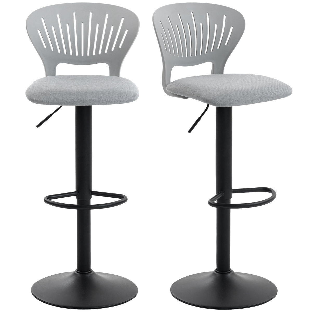 HOMCOM Set of 2 360° Swivel Kitchen Bar Stools, Height-Adjustable 33.1 ...
