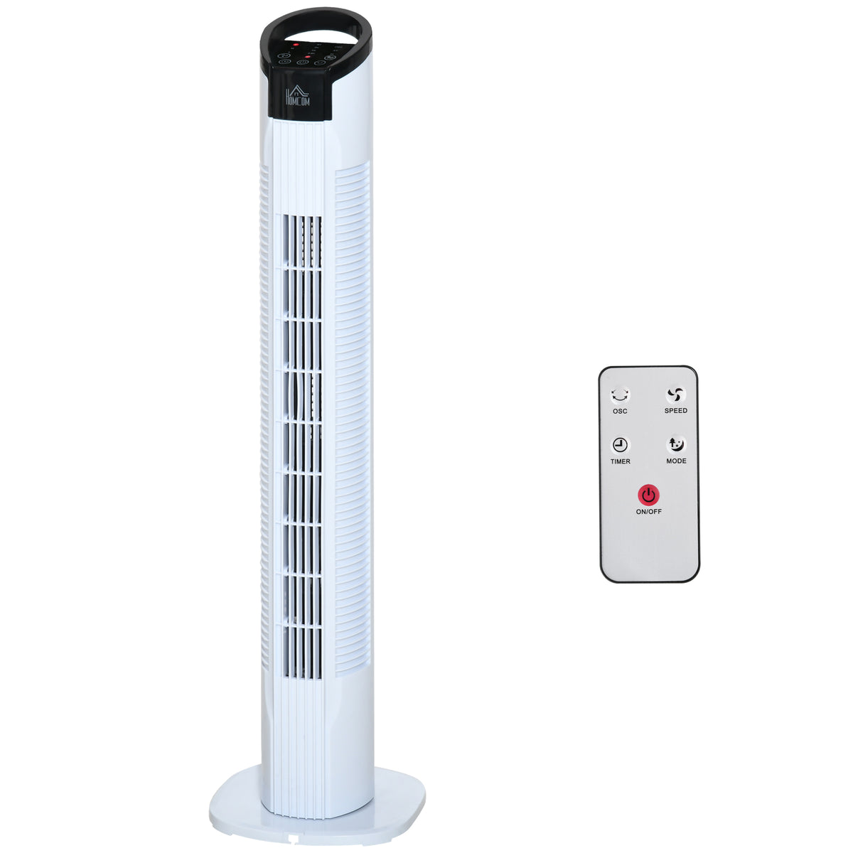 HOMCOM Tower Fan Vertical Fan 50W with Remote Control 3 Speeds LED ...