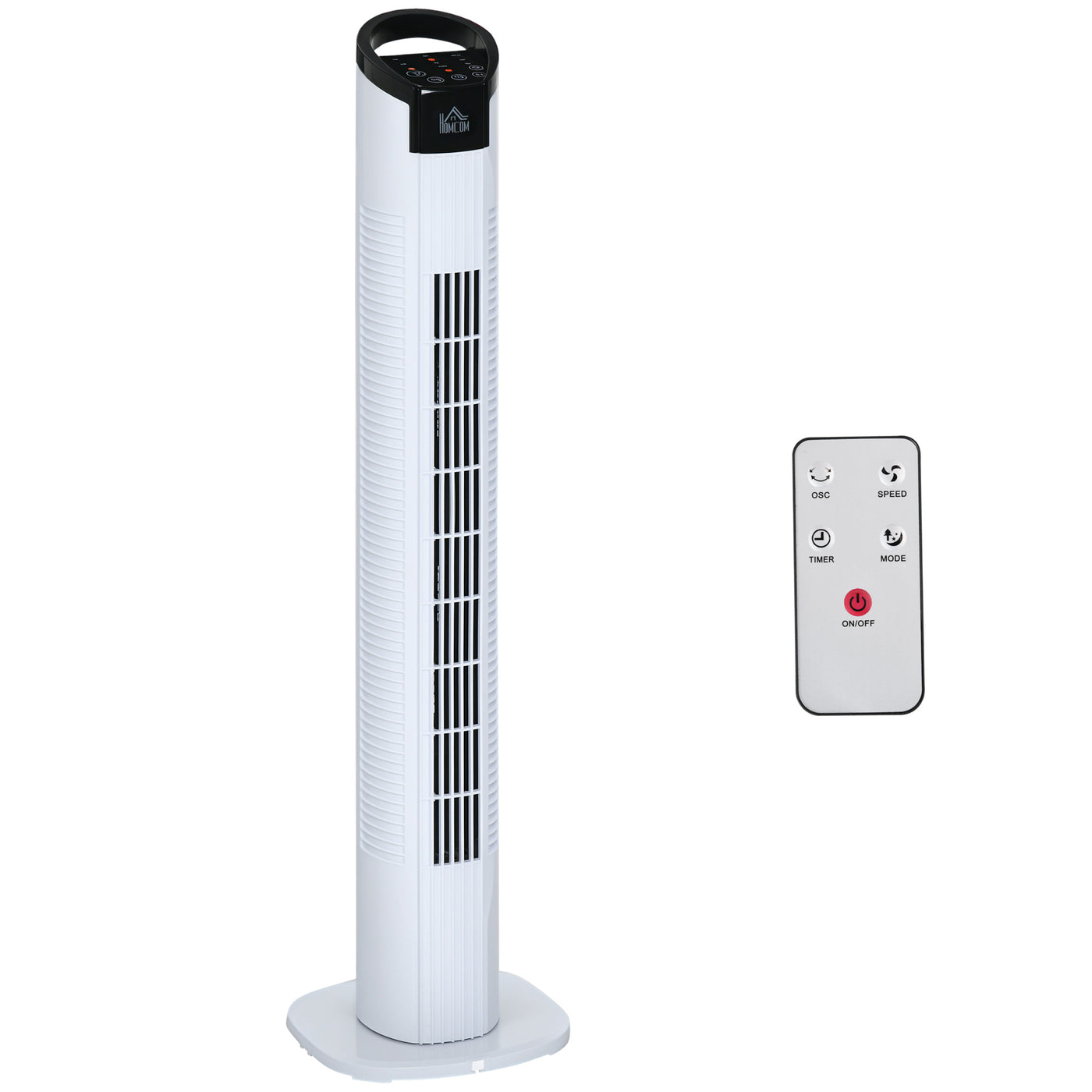 HOMCOM Tower Fan Vertical Fan 50W with Remote Control 3 Speeds LED ...