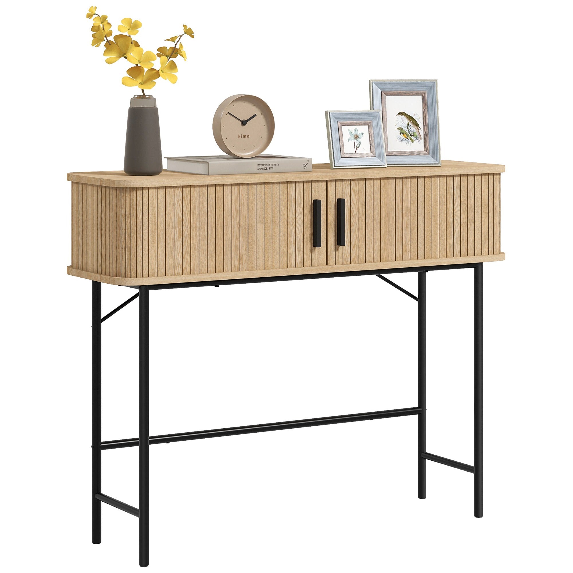 HOMCOM Vintage Console Table Sideboard with 2 Sliding Shutter Doors and ...