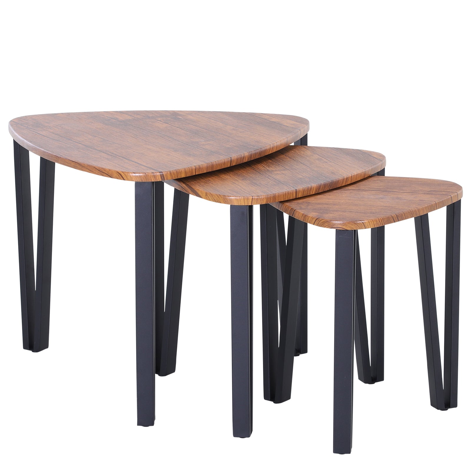 HOMCOM 3 Coffee Tables Minimalist Steel Legs with Plastic Cover Nesting ...