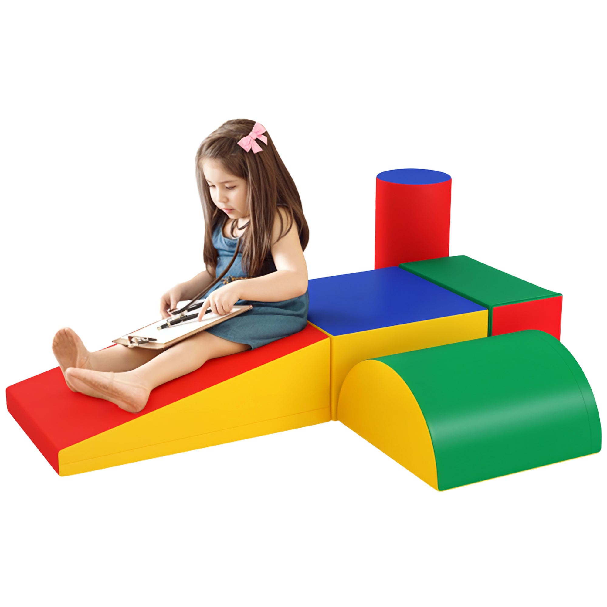 HOMCOM 5 Piece Foam Building Blocks Kids Soft Blocks Climbing Building ...