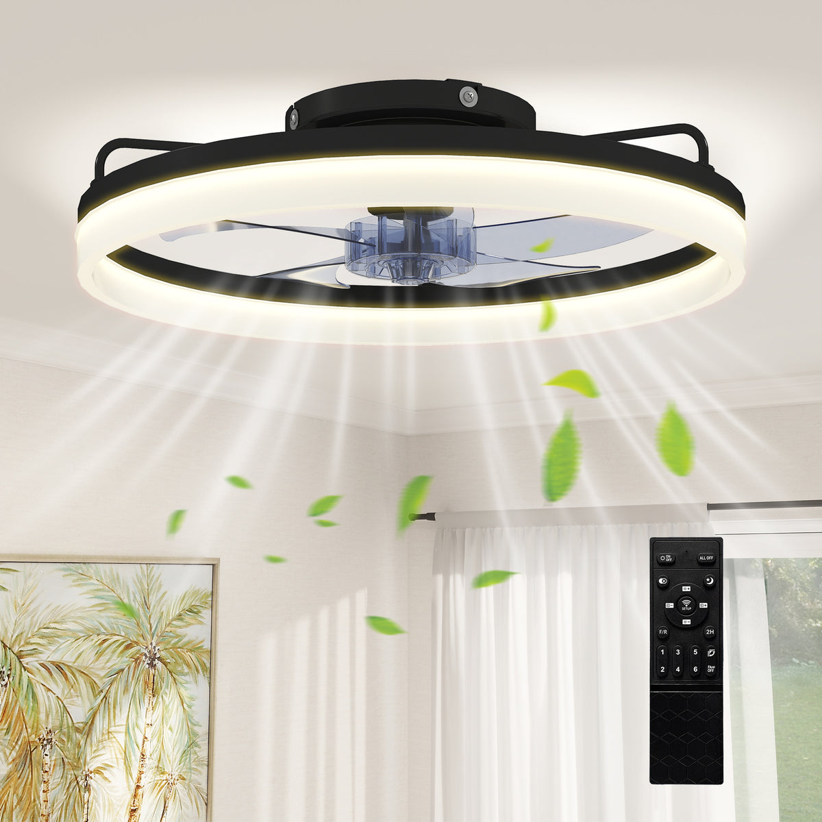 HOMCOM LED Ceiling Fan with Light 40W, Reversible DC Motor, Quiet ...