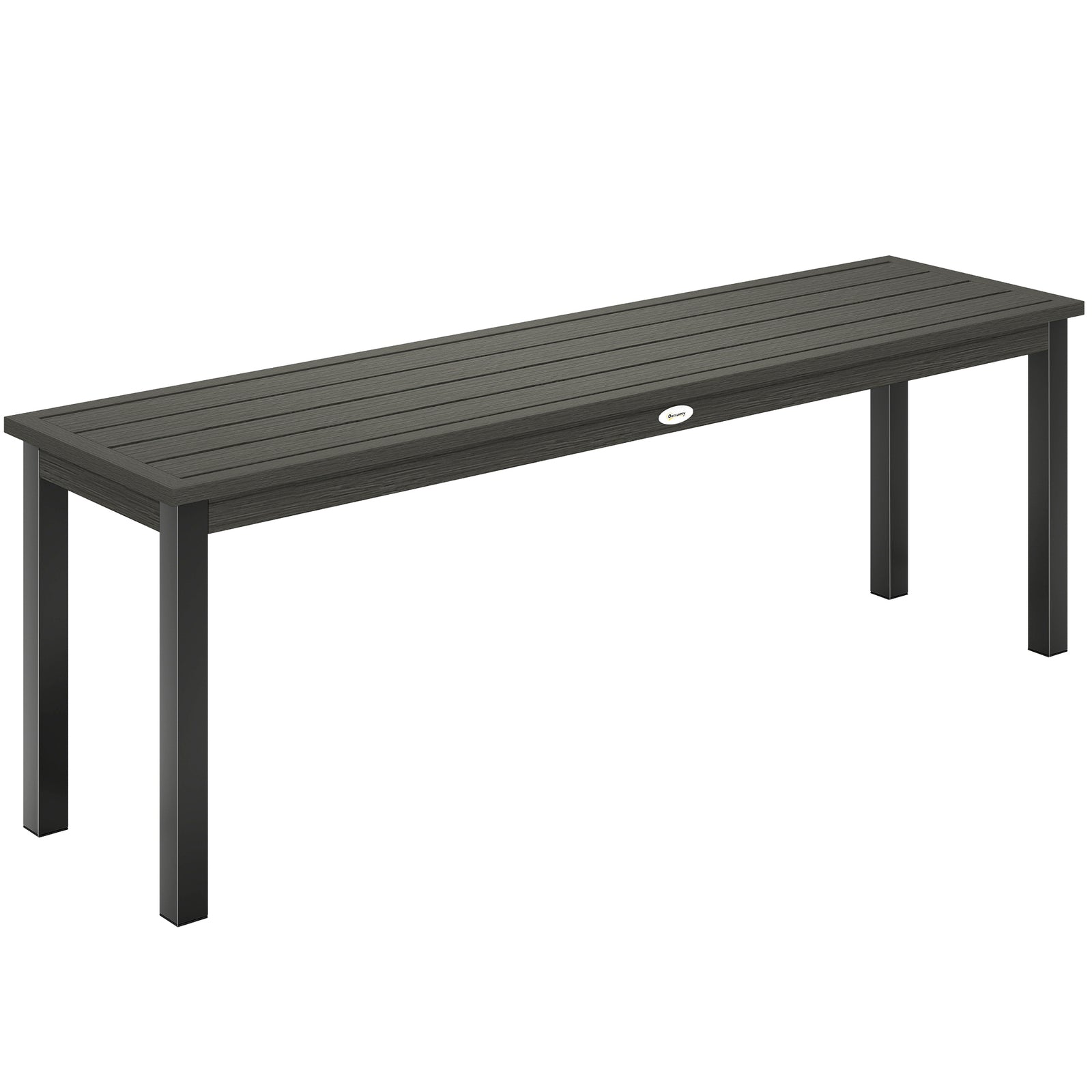 Outsunny Metal Garden Bench, 2-Seater with Wood-Effect Slatted Seat ...
