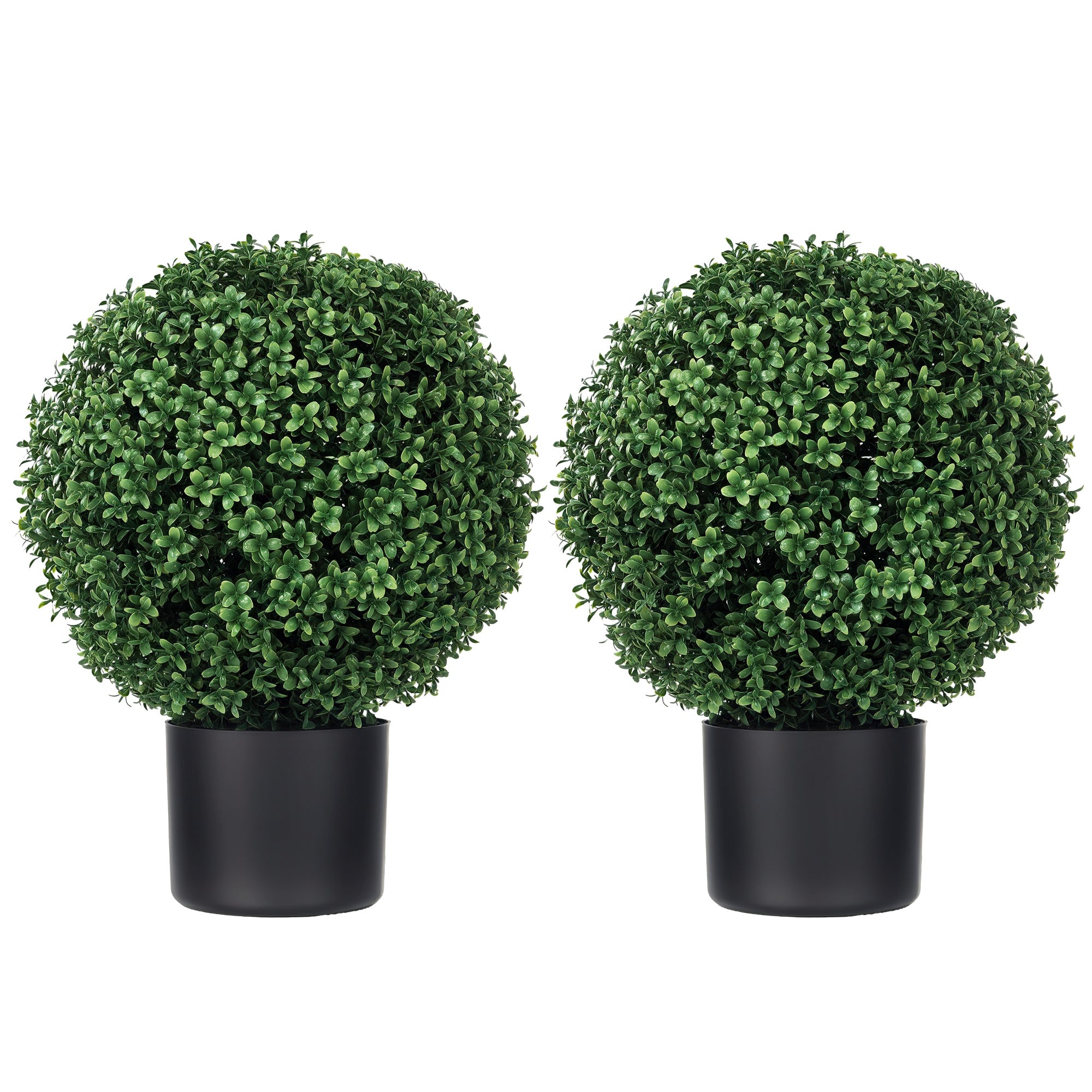HOMCOM Set of 2 Artificial Boxwood Trees 52cm Fake Plant, Round Faux ...