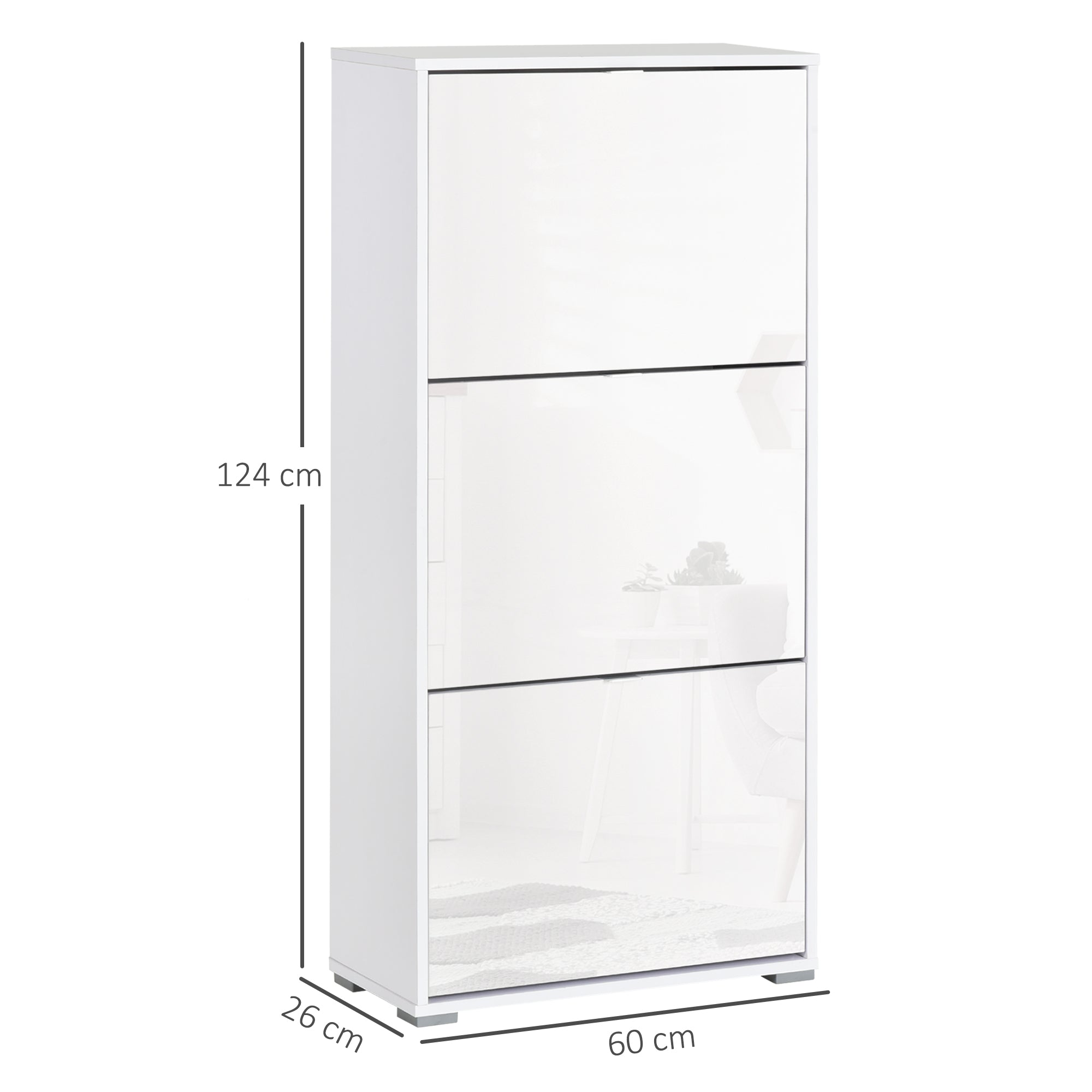 HOMCOM Shoe Storage Cabinet Shoe Rack 3 Drop-Down Doors 3 Compartments ...