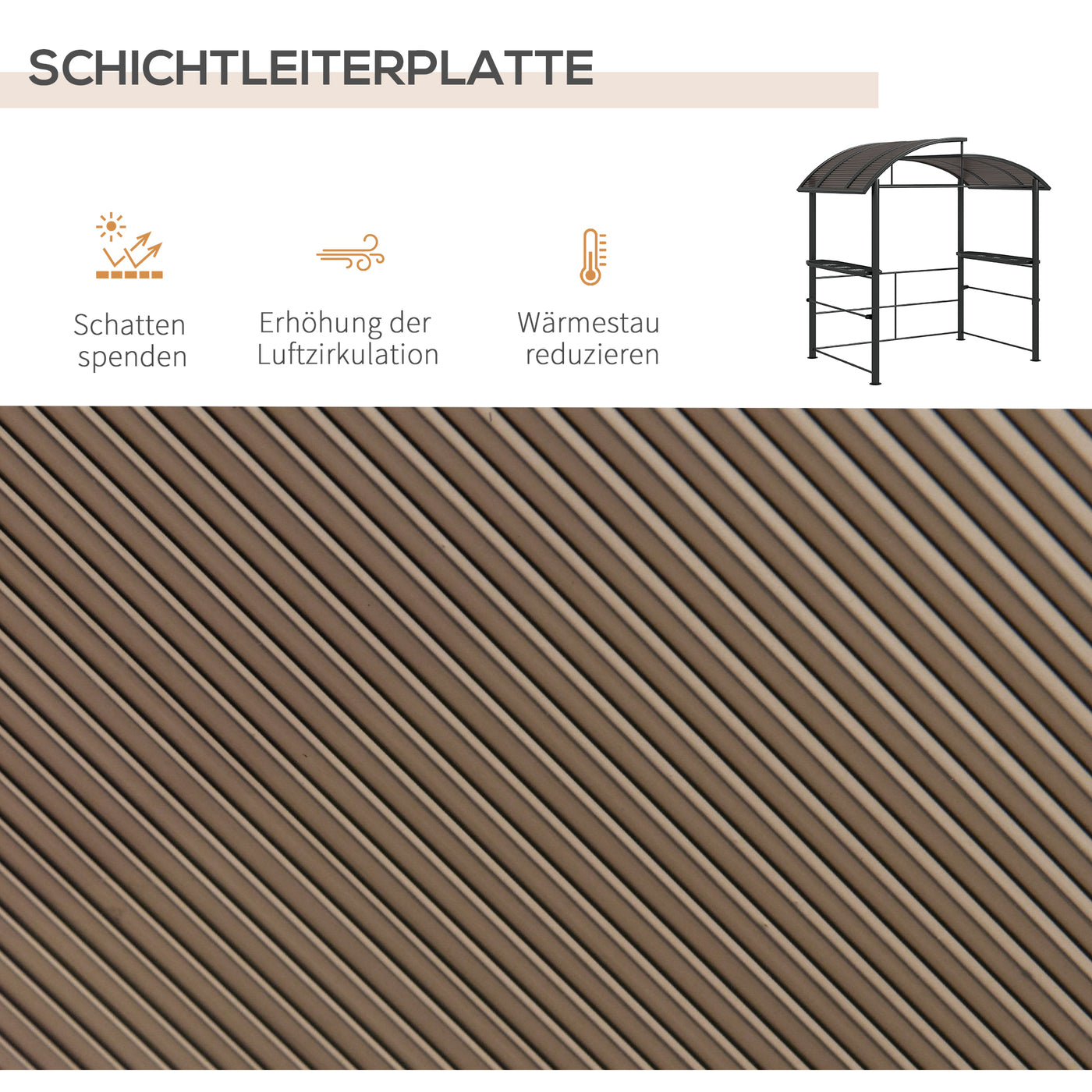 Outsunny Grill-Gazebo mit flammhemmendem Dach, BBQ-Gazebo mit 2 Regalen ...