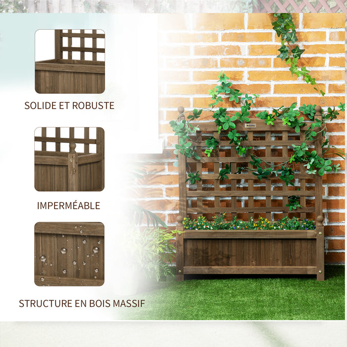 Outsunny Lillekast Trellisega - Tõstetud Lillekast - mõõdud 64L x 28W x ...