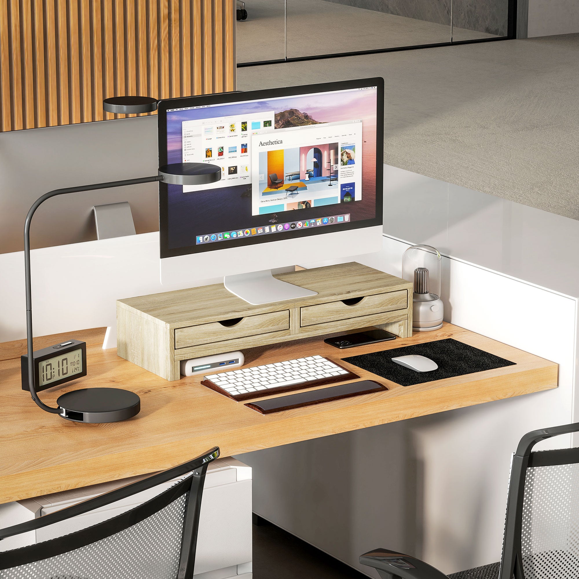 HOMCOM PC Monitor Stand Desk Computer Screen Riser 60-116 cm Monitor ...