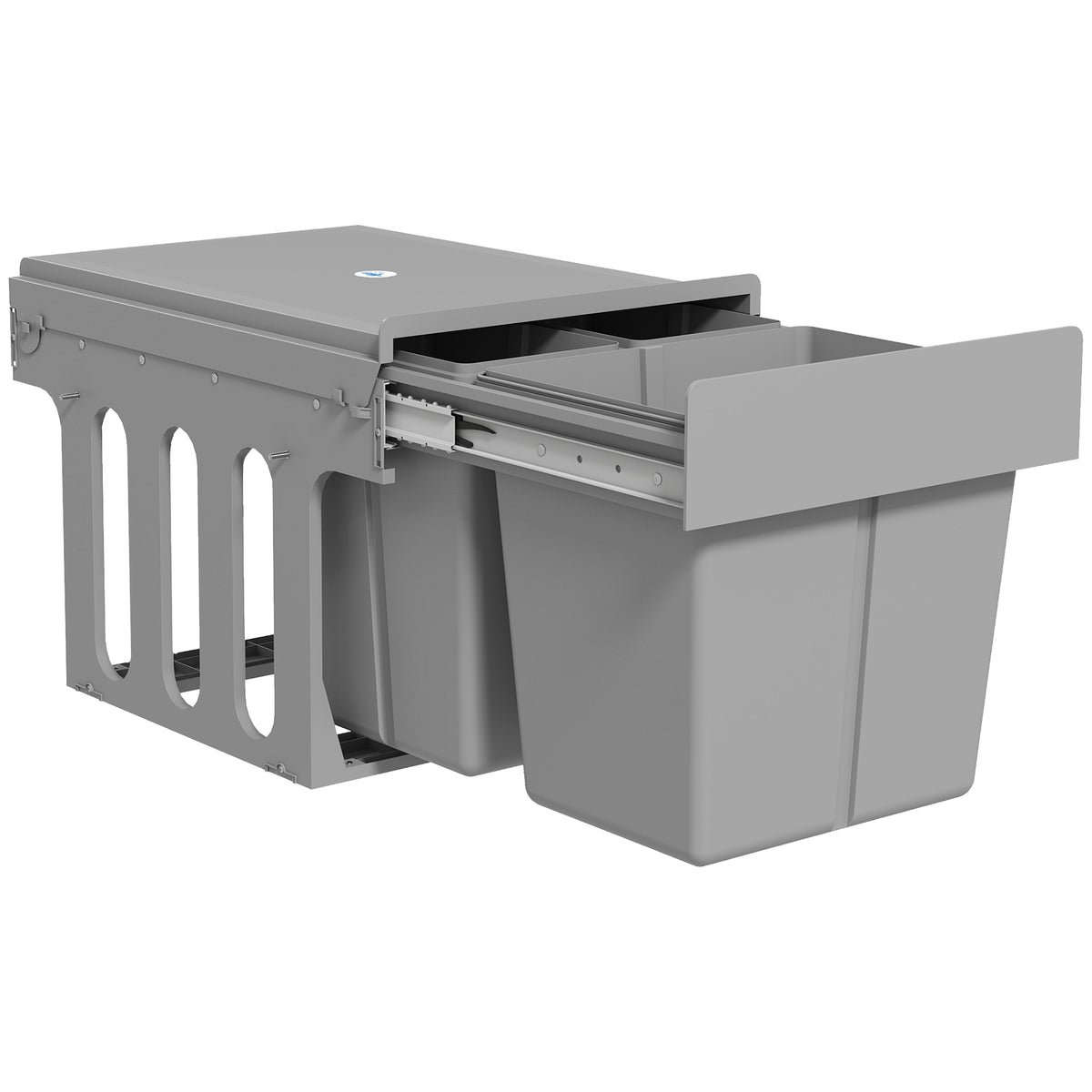 HOMCOM Under-Sink Pull-Out Trash Bin, 3 Removable Recycling Bins (15L ...