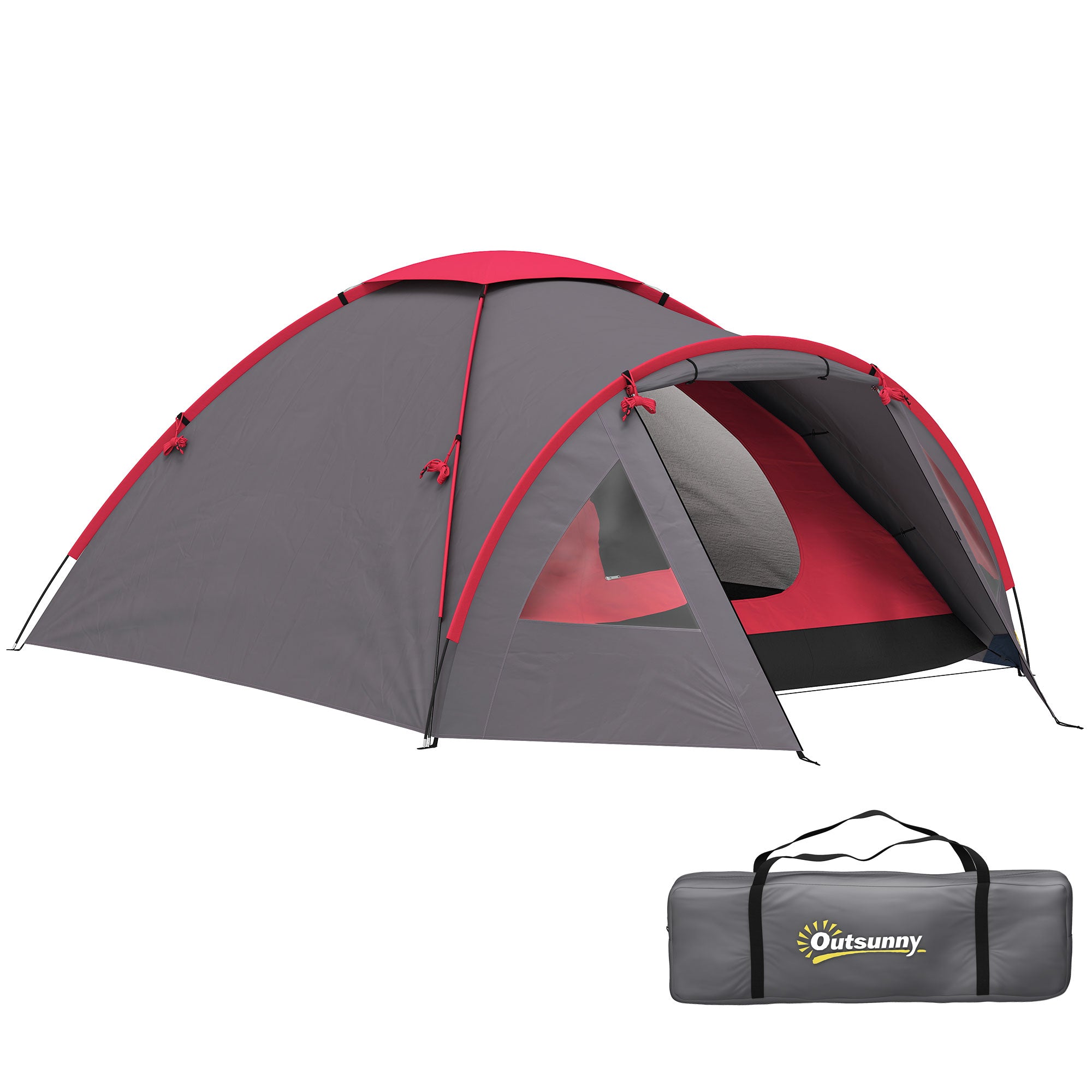 Outsunny Camping Tent for 3 Persons Light, Stable Waterproof UV 50 ...