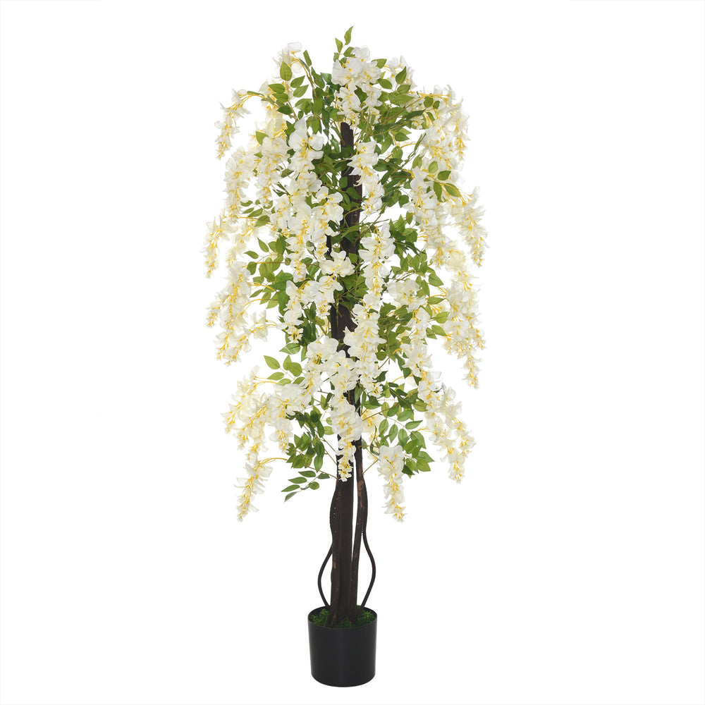 Umelá wisteria Outsunny Veľká 165cm, Plastové Umelé Kvety v Kvetináči ...