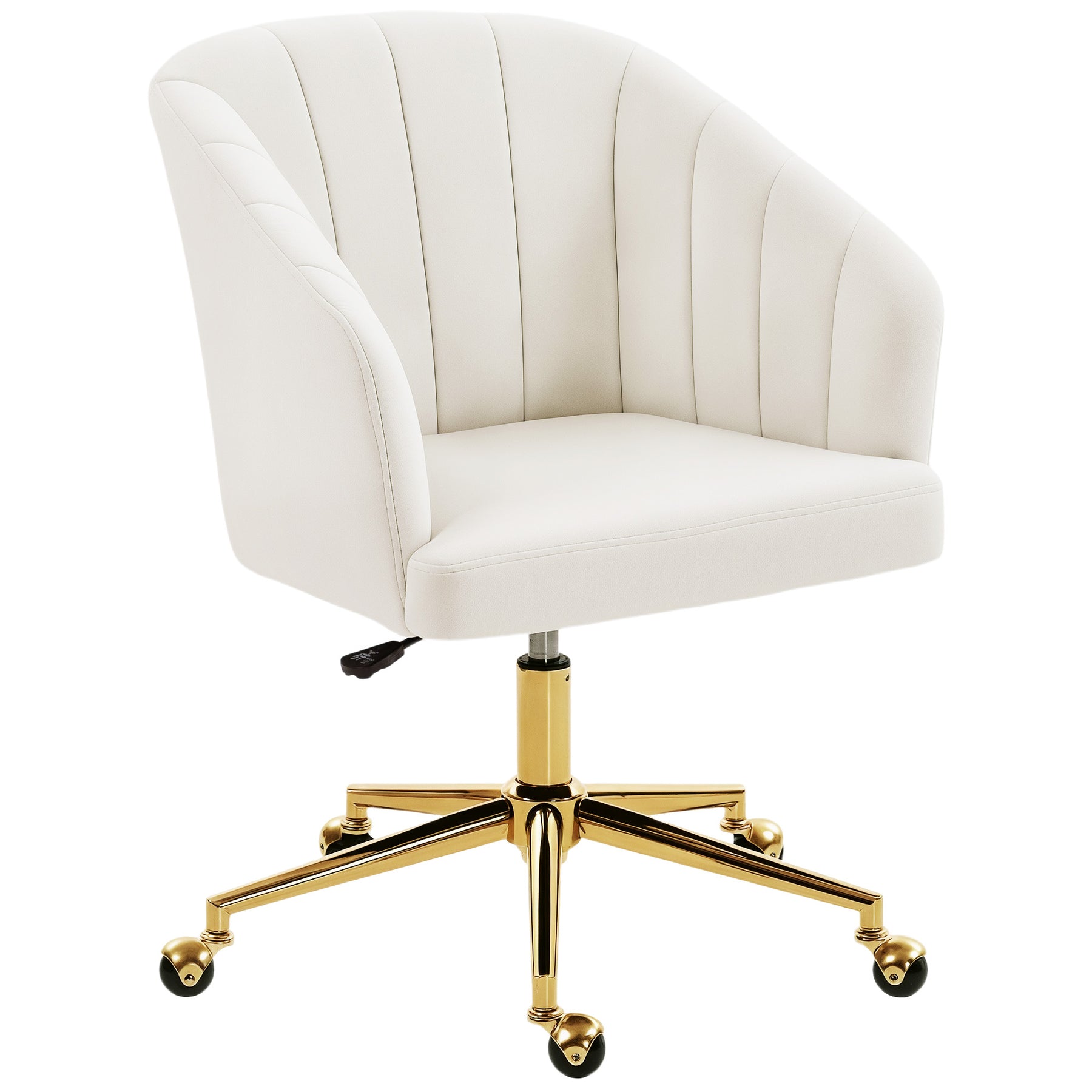 HOMCOM Velvet Office Chair with Casters — Padded Channel Back, Wide ...