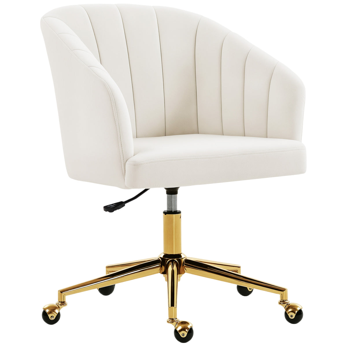 HOMCOM Velvet Office Chair with Casters — Padded Channel Back, Wide ...