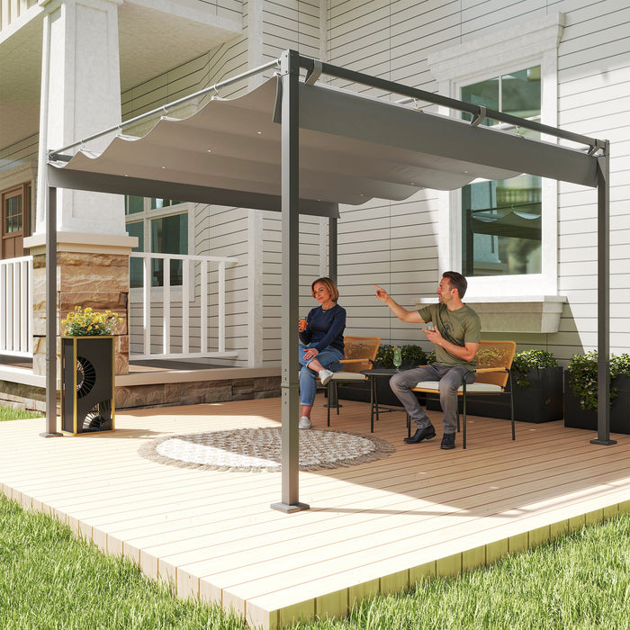 Outsunny utdragbar pergola 3 x 3 m — 180 g/m² UV-resistent polyesterduk ...